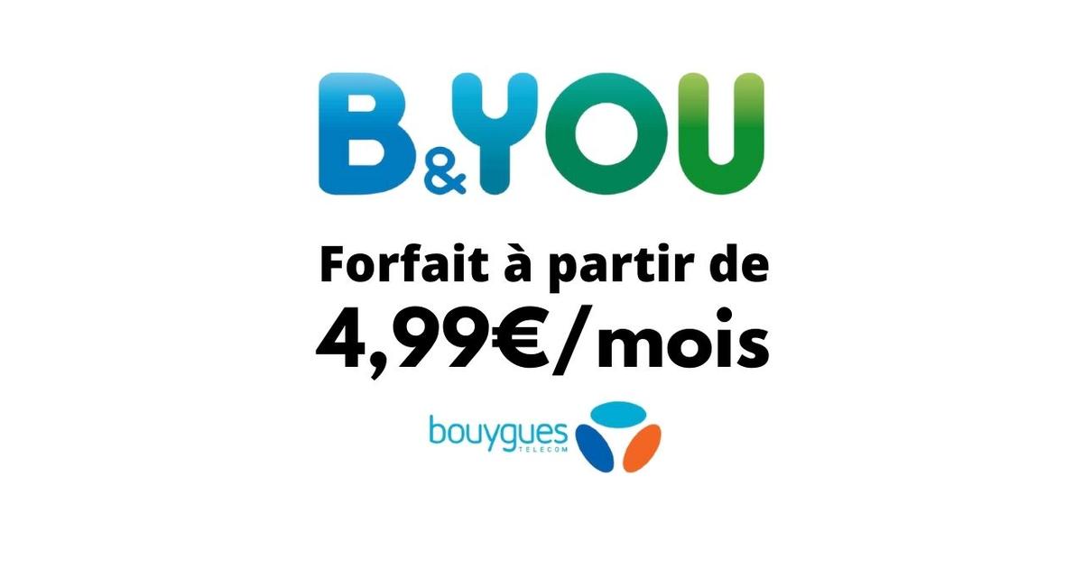 Bouygues Telecom : les forfaits téléphoniques 4G B&You à petit prix et sans engagement