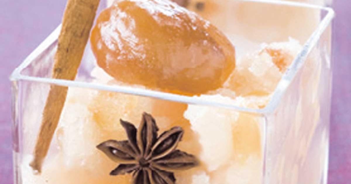 Granité de poires aux marrons glacés