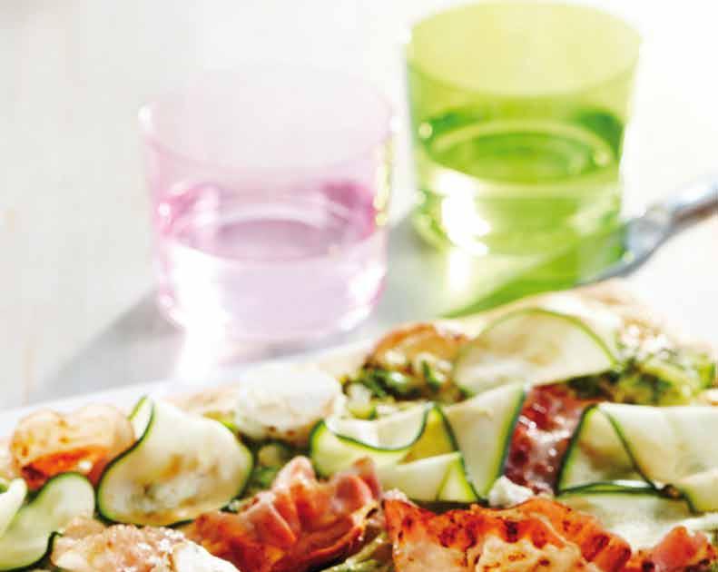 Pizza chèvre, courgette & poitrine fumée