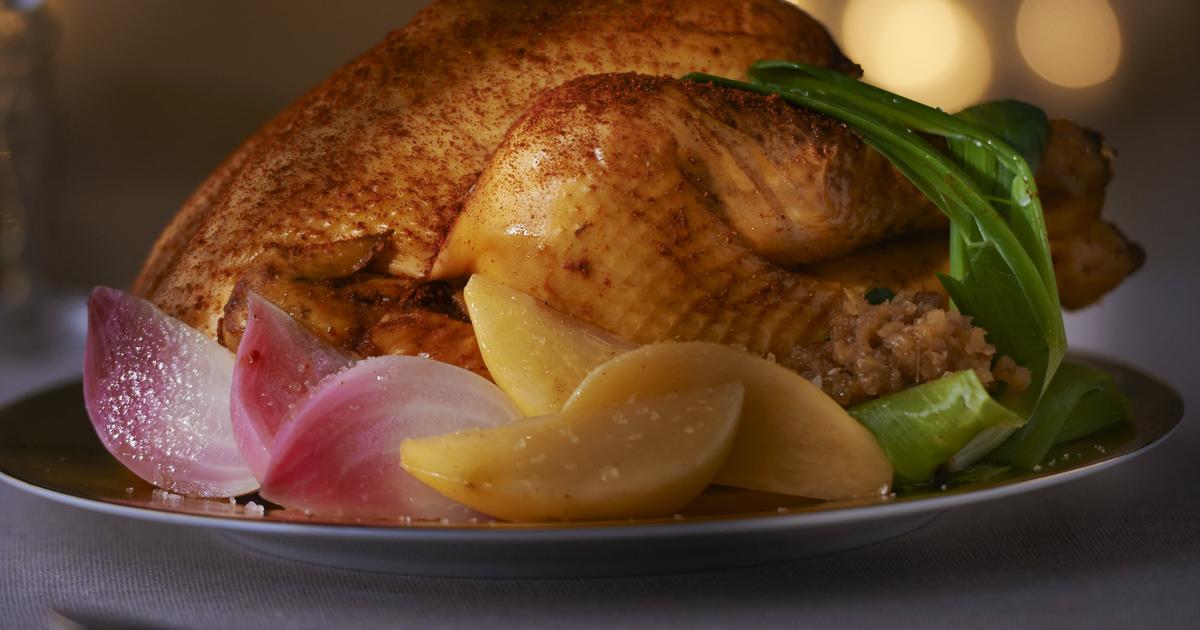 Chapon rôti au curry rouge