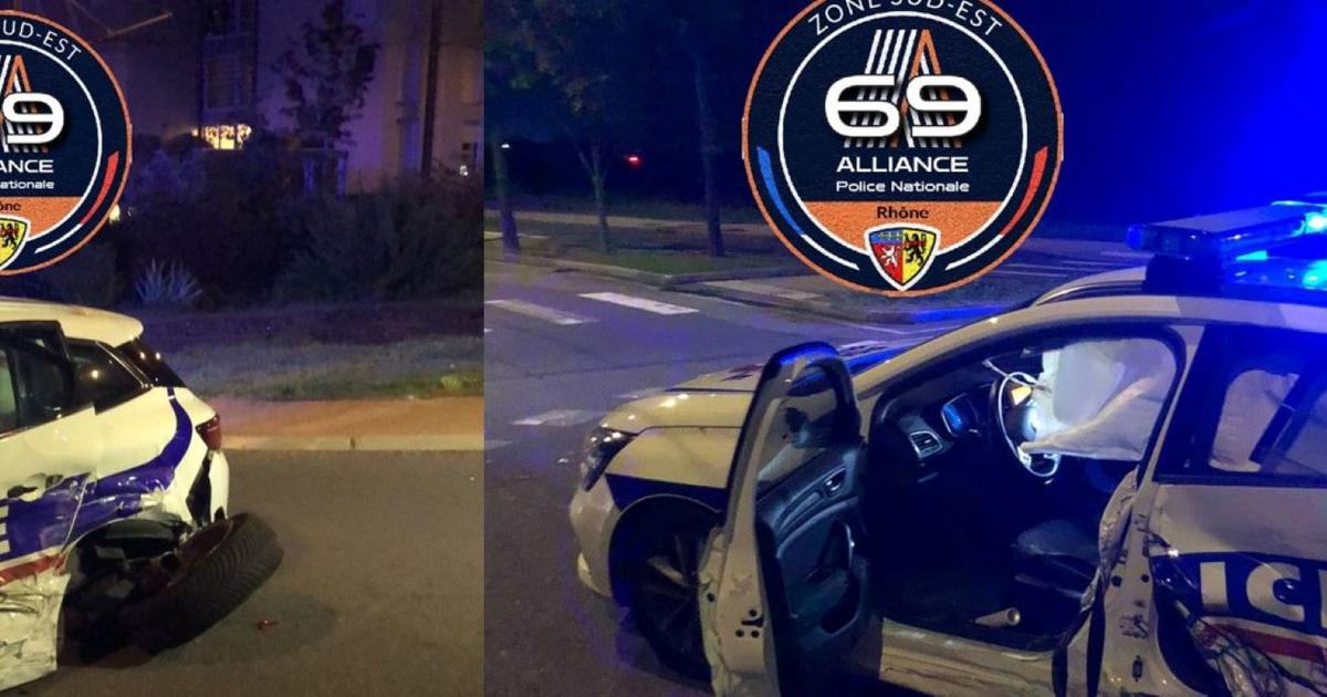 Trois policiers blessés par un chauffard qui refuse d’obtempérer près de Lyon, leur voiture détruite