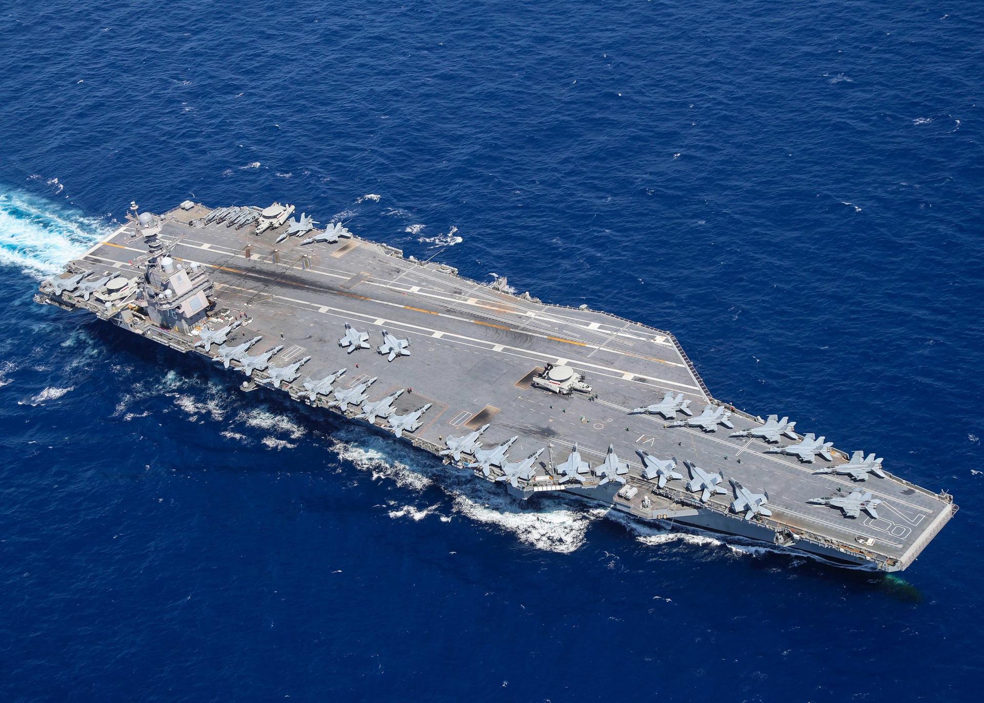 337 mètres de long, 4600 marins, 90 aéronefs… Le Gerald R. Ford, le ...