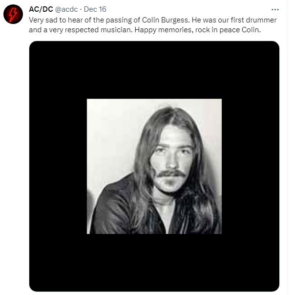 Colin Burgess, le premier batteur du groupe AC/DC, est mort