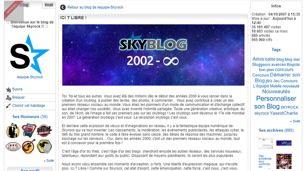 Précurseur des réseaux sociaux, le site «Skyblog» ferme ses portes ce ...