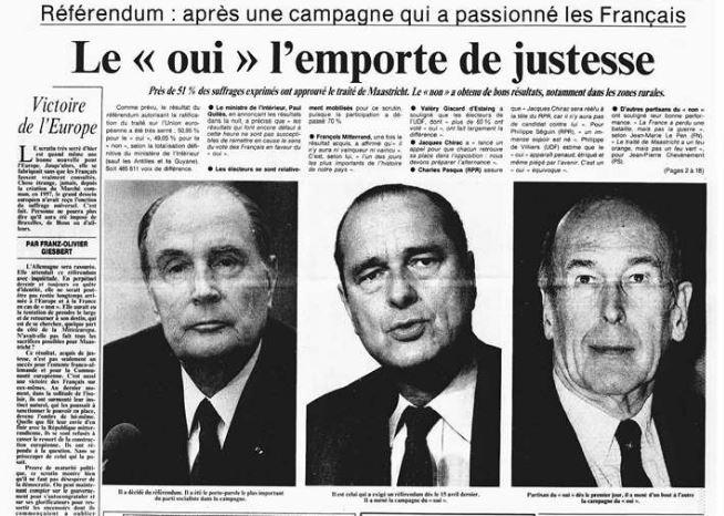 Il y a 30 ans, le «oui» timide des Français au traité de Maastricht