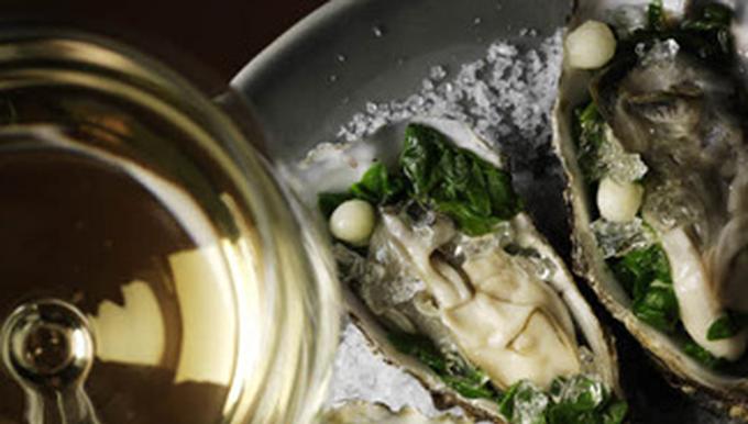 Huîtres aux perles de pomme verte