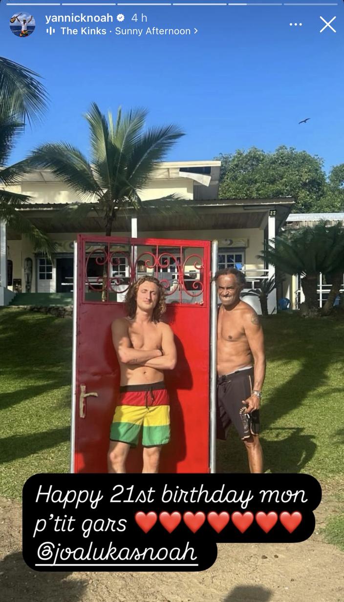 Yannick Noah célèbre les 21 ans de son fils Joalukas : leur complicité ...