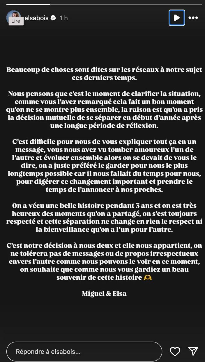 Elsa Bois et Michou annoncent leur séparation : “C’est le moment de ...