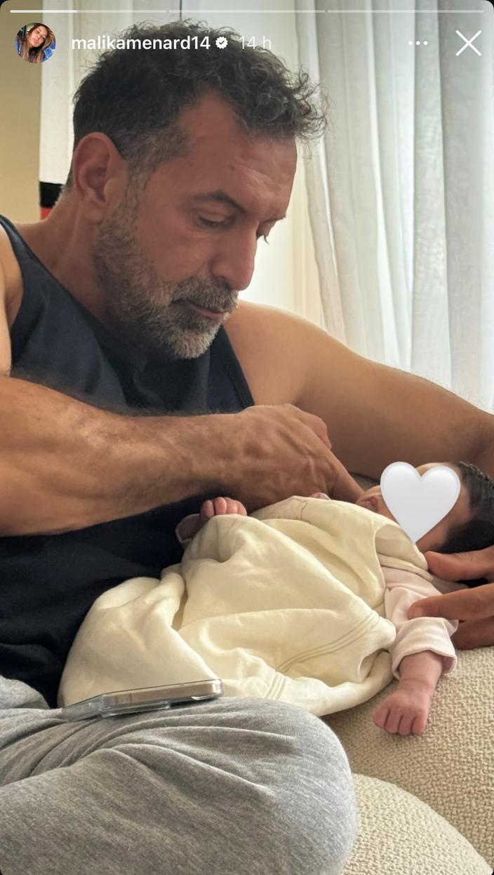 Malika Ménard dévoile une tendre photo de son mari Karim avec leur petite Sherazade : un vrai ...