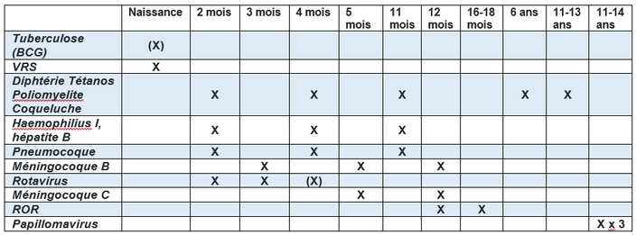Calendrier vaccinal : informations et recommandations