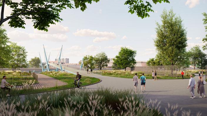 Une nouvelle passerelle piétonne et cycliste va surplomber le Rhône à l ...
