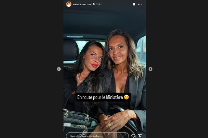 Karine Le Marchand décorée par Rachida Dati devant sa fille Alya, Estelle Denis et Gérald Darmanin