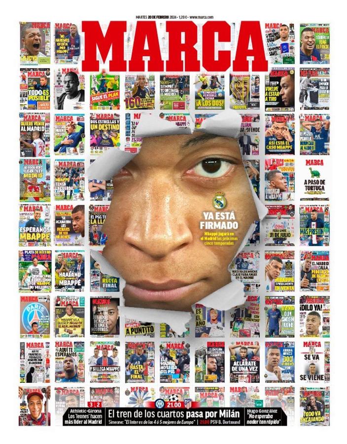 Football : la Une impressionnante du journal espagnol Marca sur Mbappé