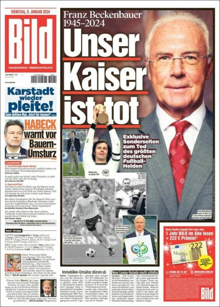 «RIP der Kaiser», «mythe du football», «légende pour toujours»... La ...