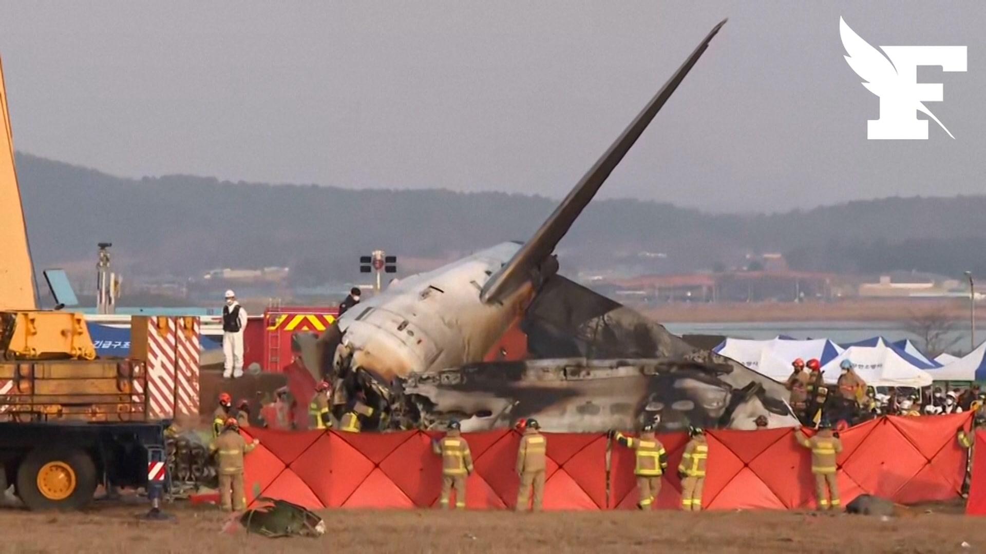 Crash d'un avion en Corée du Sud : les images de l'épave du Boeing 737-8AS