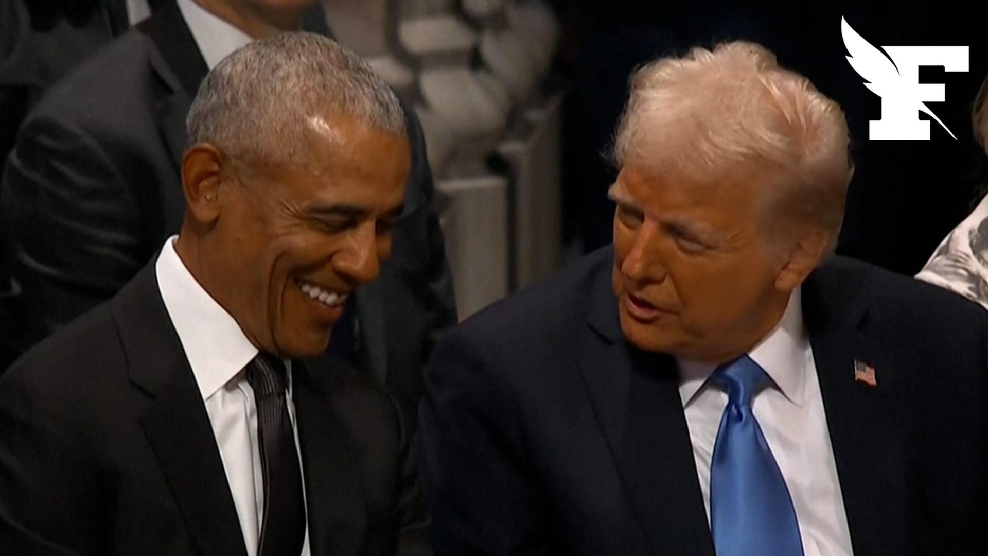 États-Unis: l'instant complice entre Obama et Trump lors des ...