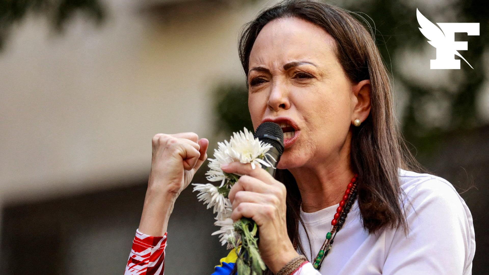 María Corina Machado, chef de file de l’opposition vénézuélienne ...