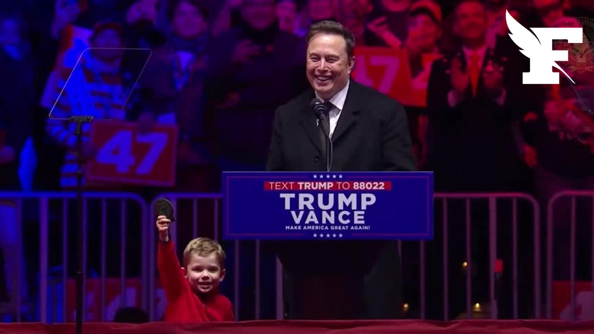 Investiture de Donald Trump: les images du discours d'Elon Musk et de son fils X