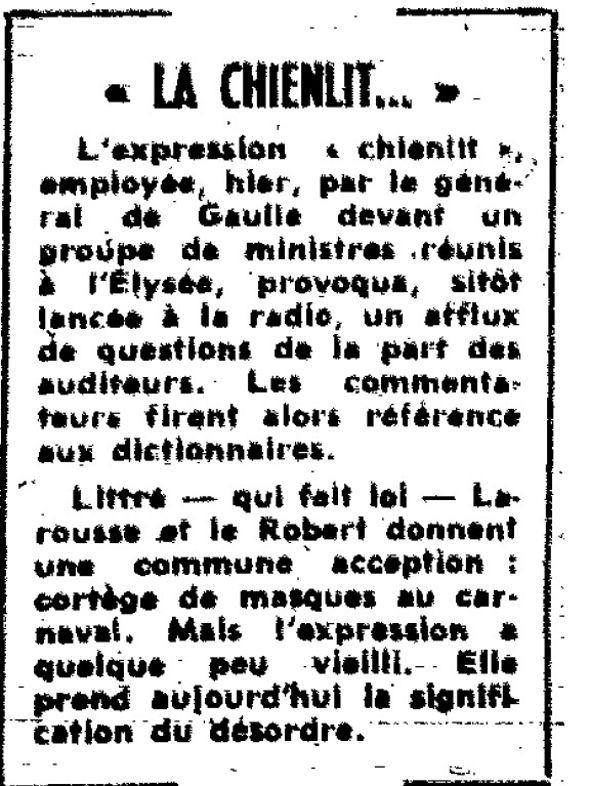 De Gaulle en mai 68 : «La réforme, oui ! la chienlit, non