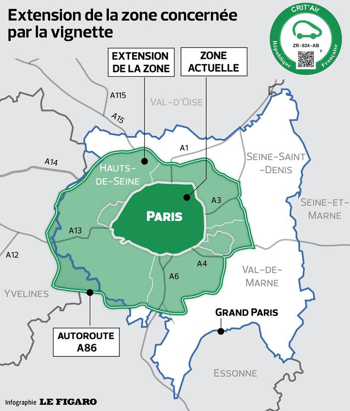 Les vignettes Crit'air étendues à la Métropole du Grand Paris