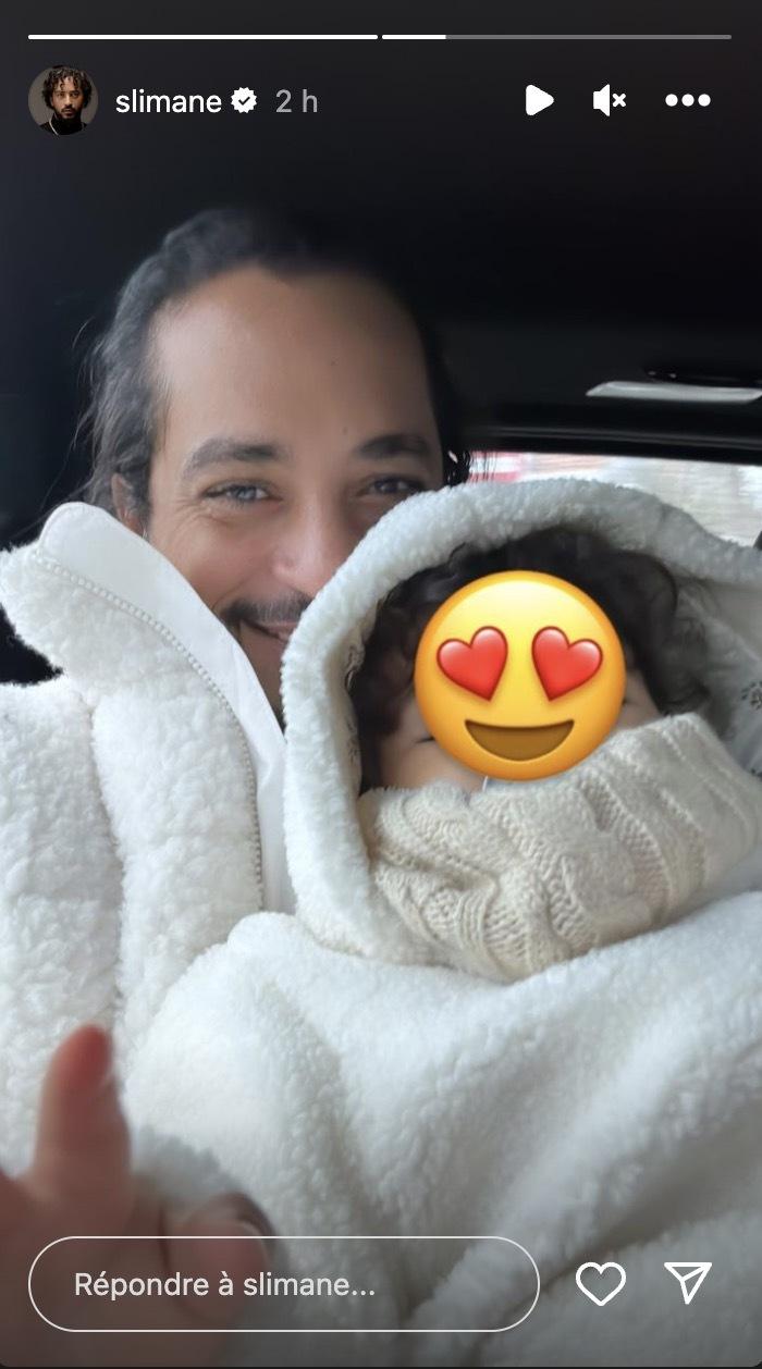 Slimane et sa fille Esmeralda face au froid : le chanteur dévoile une adorable photo