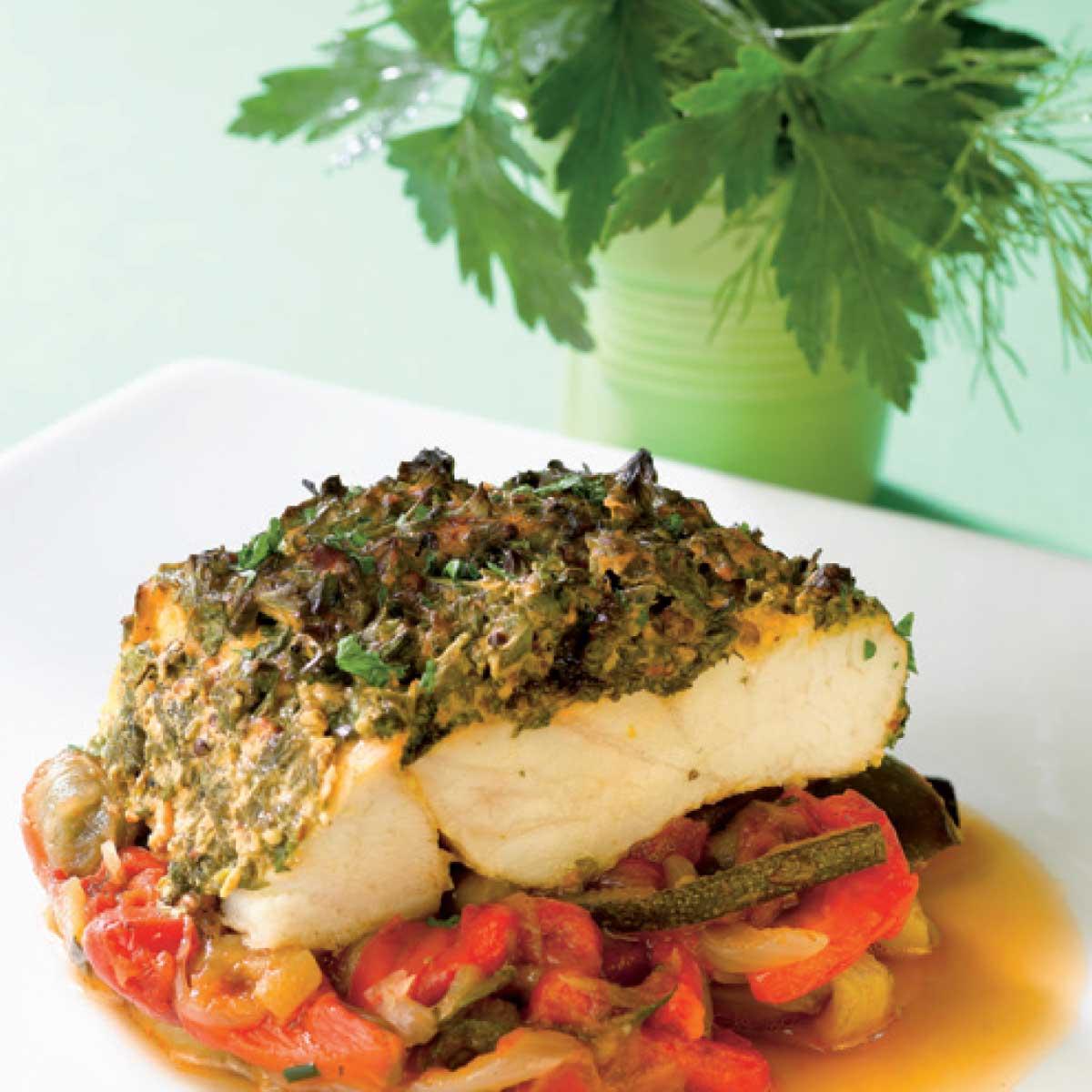 Recette pavés de bar en croûte d'herbes - Cuisine / Madame Figaro
