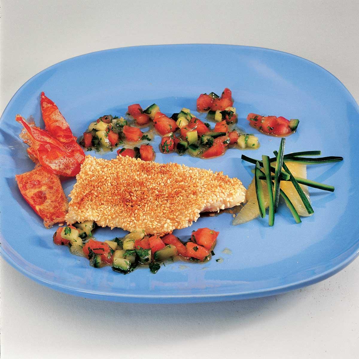 Recette craquant de merlan, sauce vierge - Cuisine / Madame Figaro