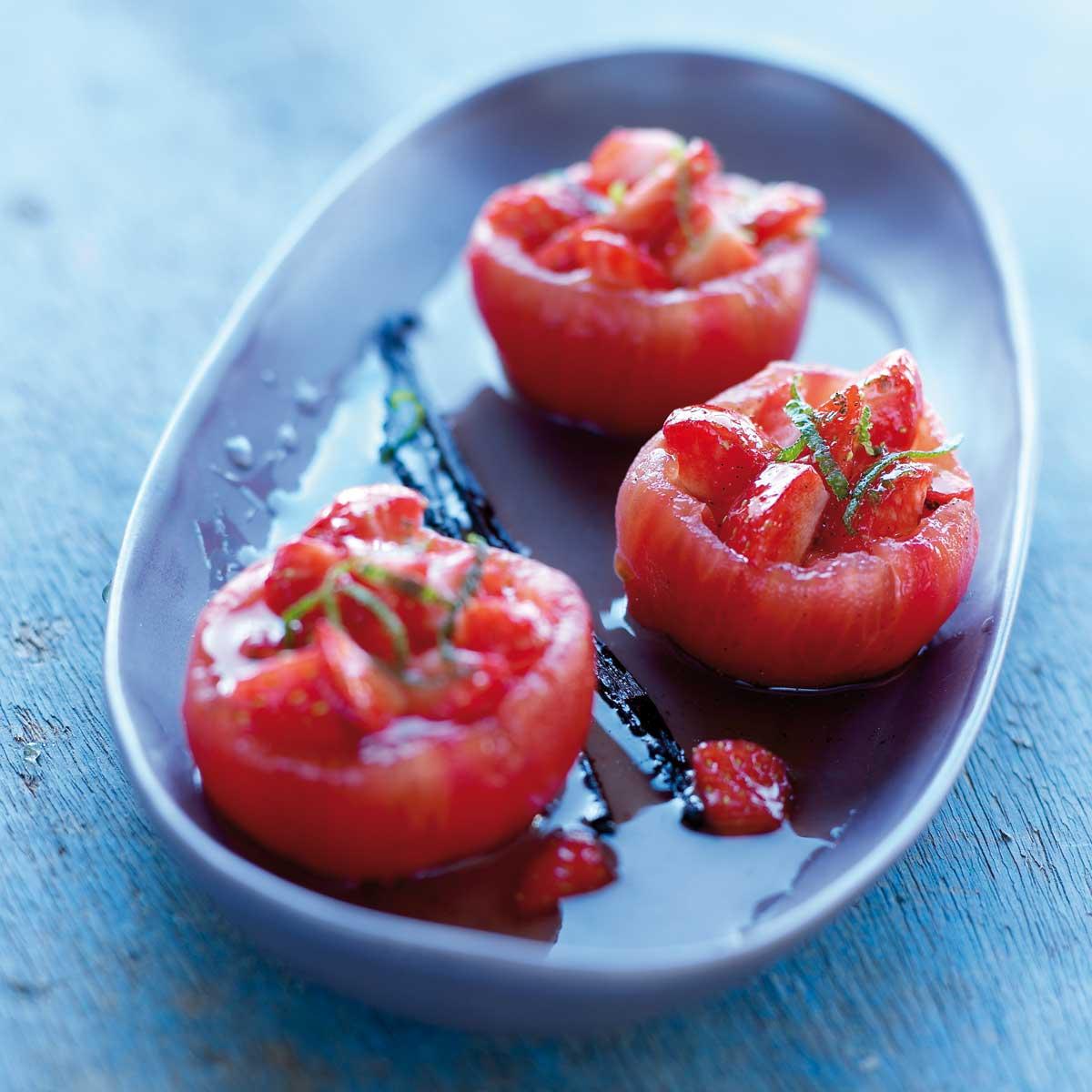 Recette tomates farcies aux fraises - Cuisine / Madame Figaro