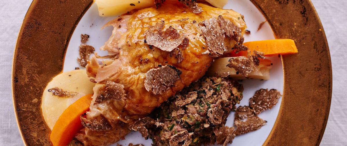 Recette volaille farcie à la truffe fraîche et patate douce - Cuisine ...