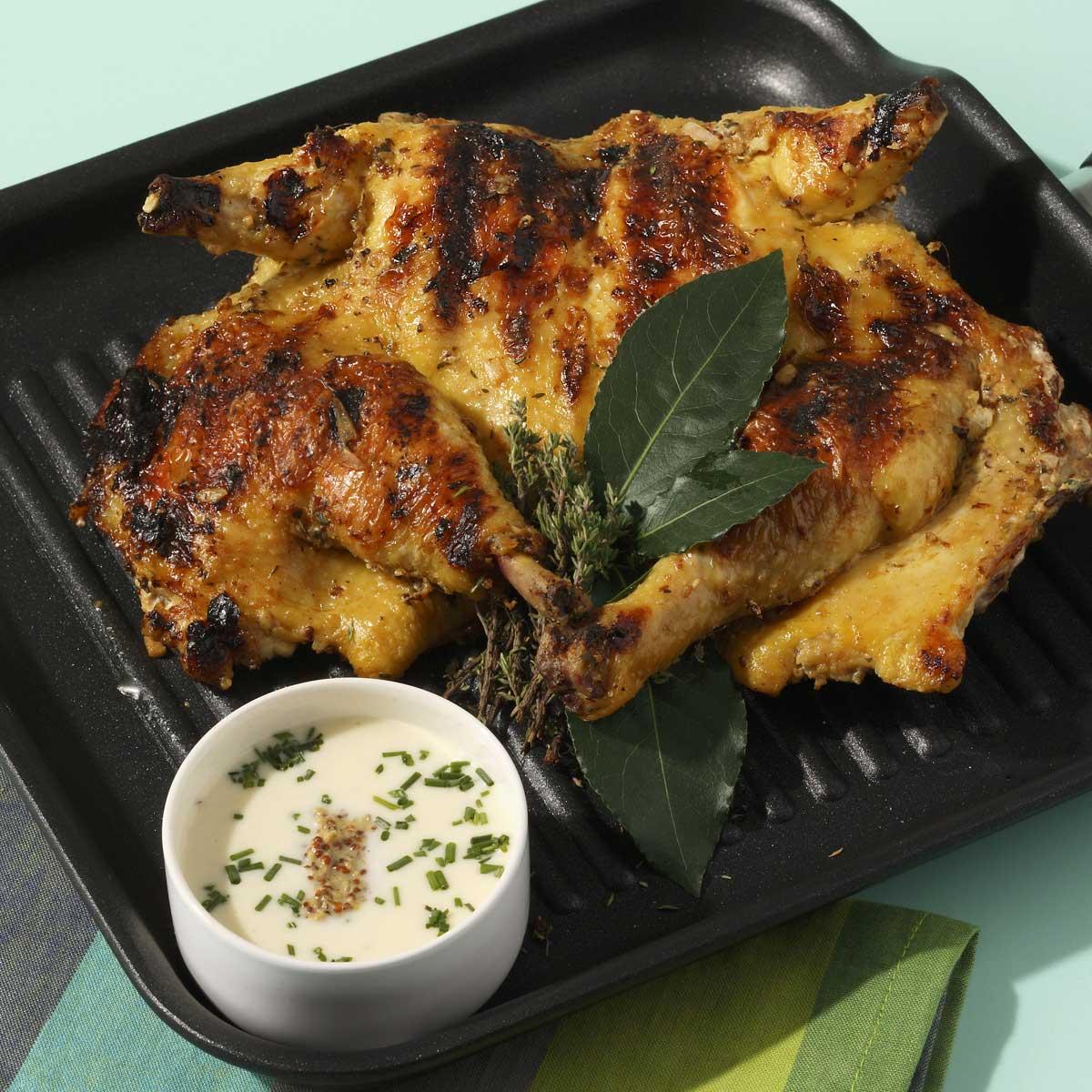 Recette poulet grillé et mariné au yaourt et aux deux moutardes ...