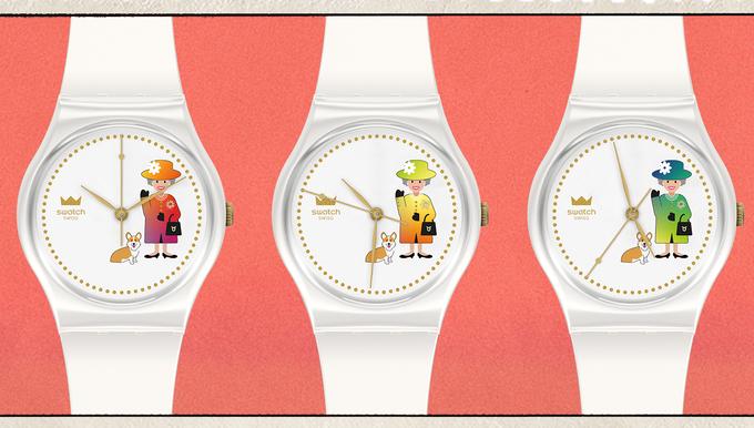 Wanted : la montre Swatch hommage à la reine Elizabeth II (et ses corgis)